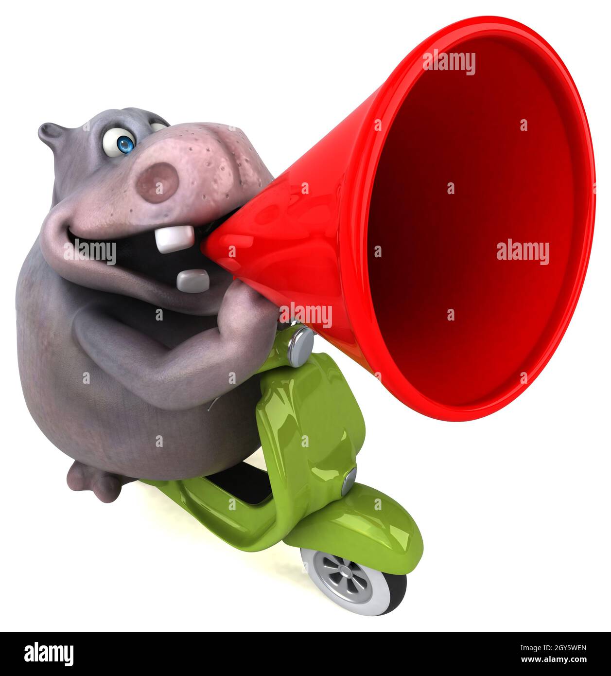 Fun hippo - 3D Illustration Stock Photo - Alamy