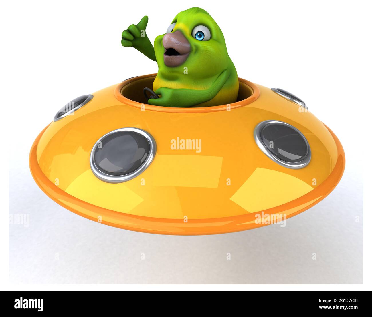Fun green bird - 3D Illustration Stock Photo - Alamy