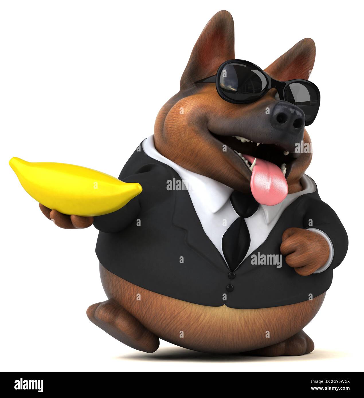 Fun german shepherd dog - 3D Illustration Stock Photo - Alamy