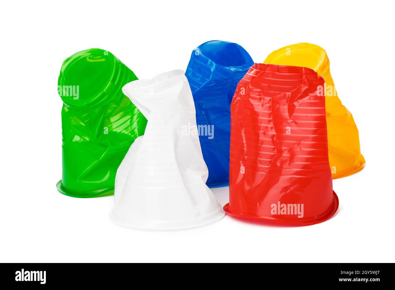 Crumpled plastic cup isolated on white background Stock Photo - Alamy