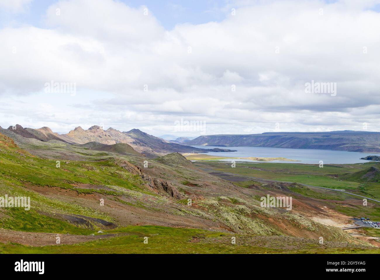 Seltun area aerial landscape, southern peninsula, Reykjanes, Iceland ...