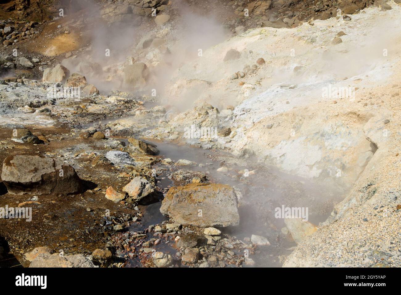 Seltun mud pools view, Iceland landmark. Icelandic landscape Stock ...