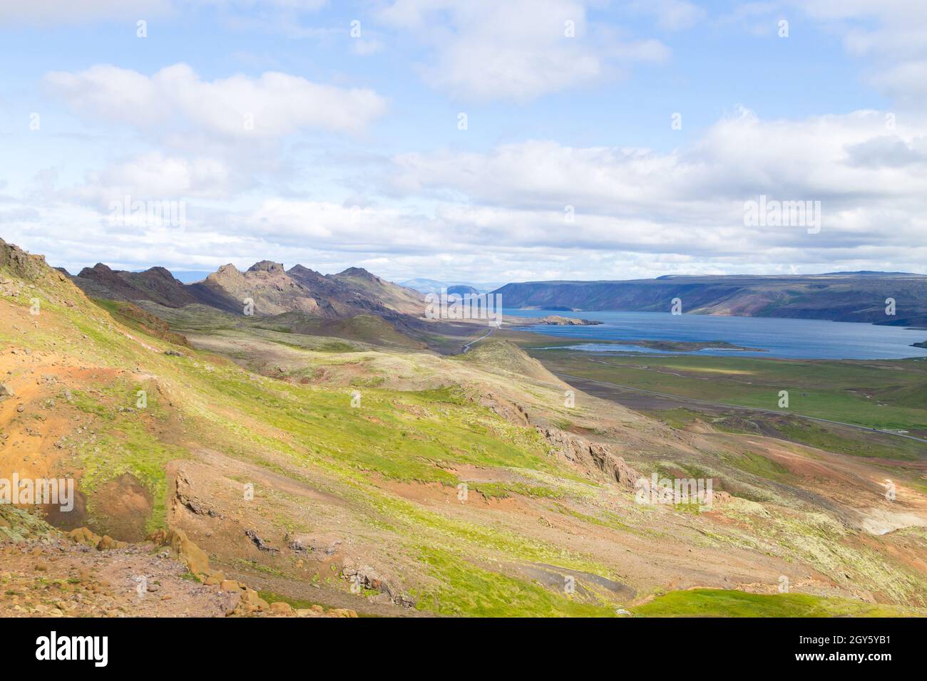 Seltun area aerial landscape, southern peninsula, Reykjanes, Iceland ...