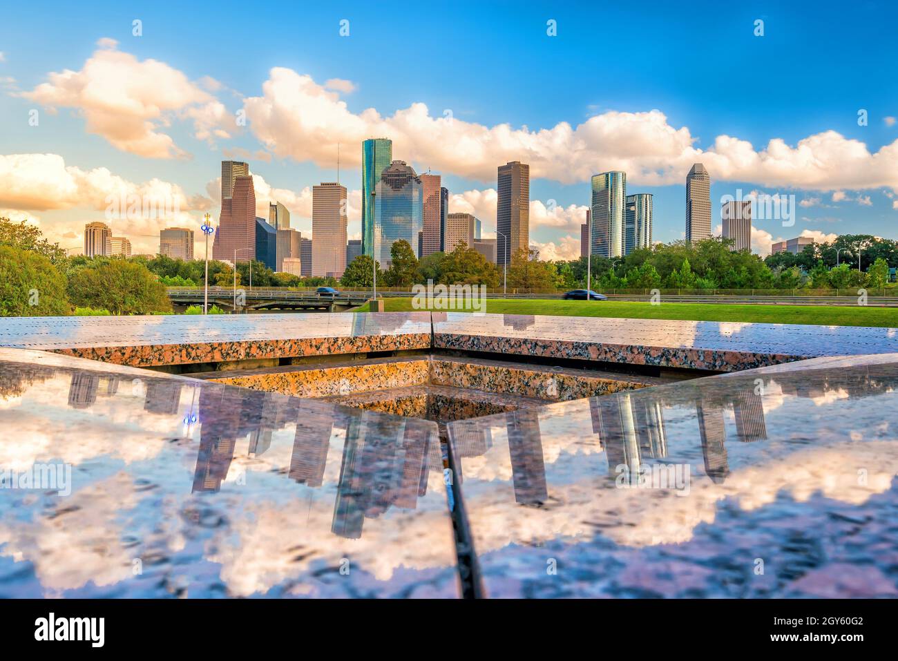 Downtown Houston skyline in Texas USA with bluesky Stock Photo - Alamy