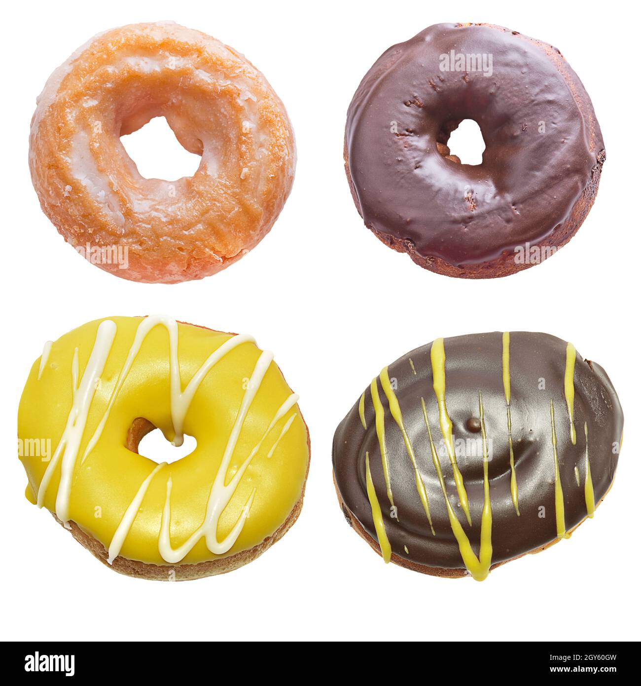 Donuts set Isolated on White Background Stock Photo - Alamy