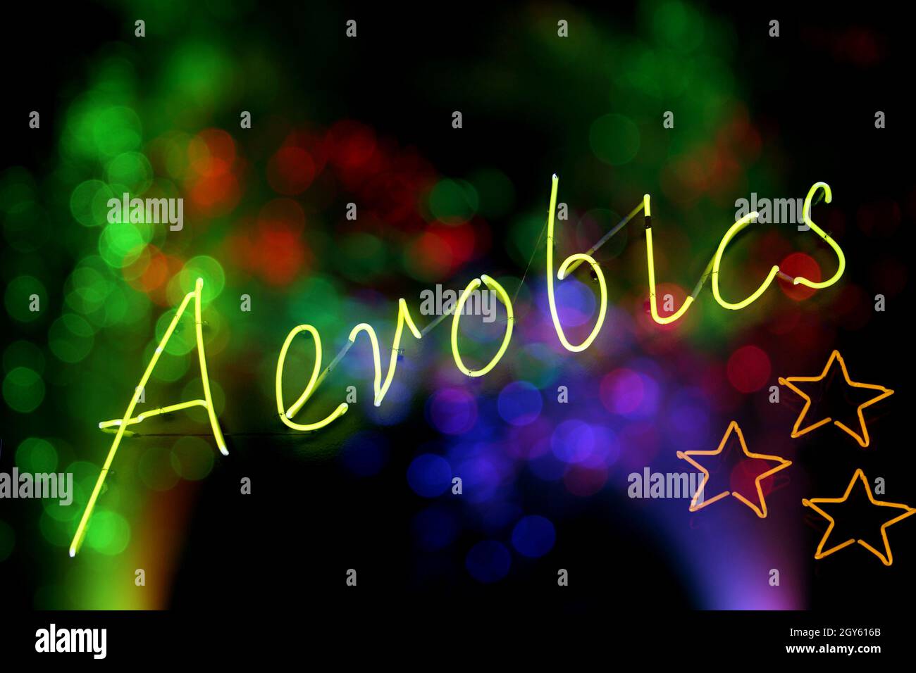 Yellow blue neon letters hi-res stock photography and images - Alamy