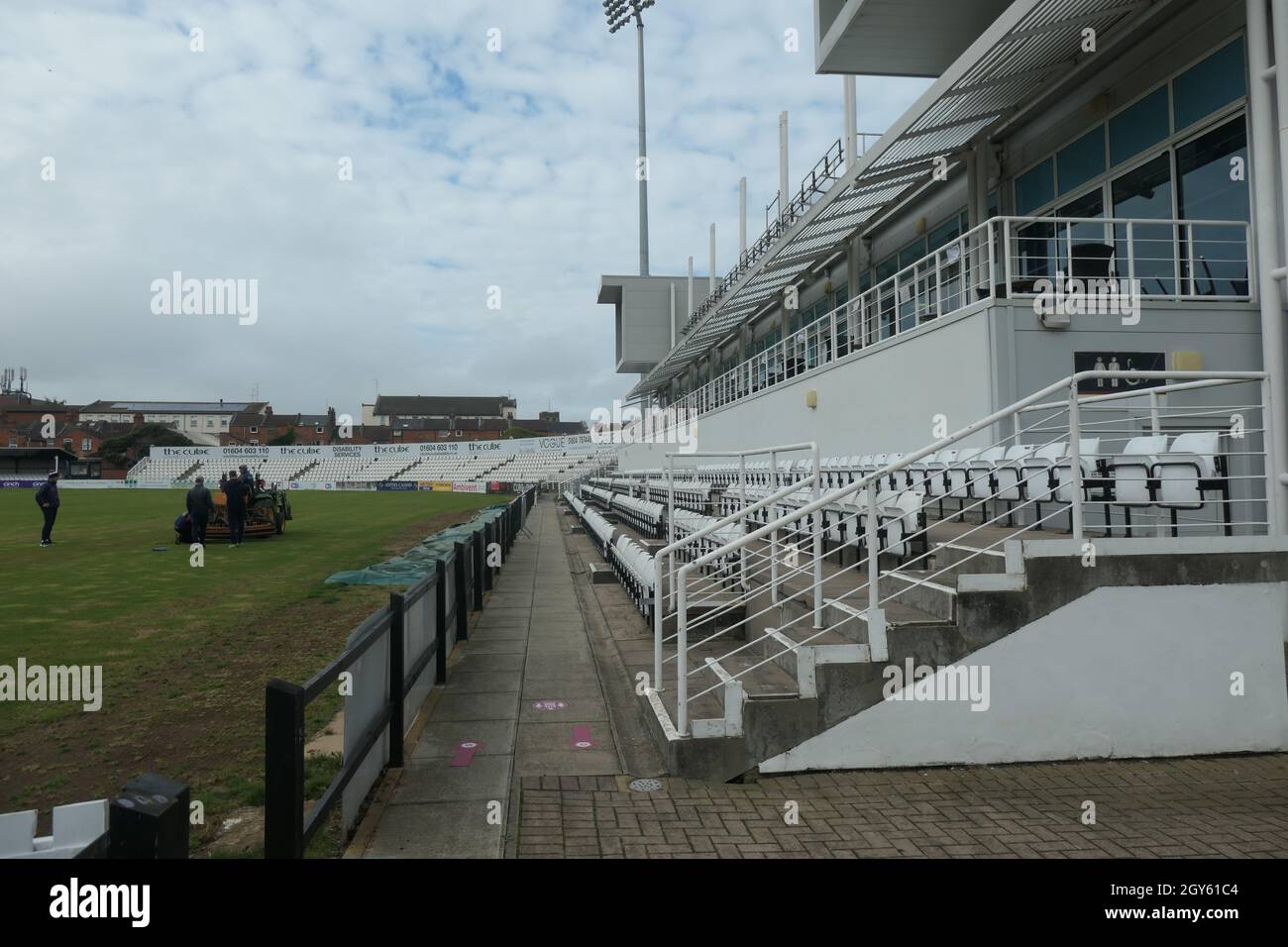 Stands at the Northampton Town Cricket ground Steel backs players team ...