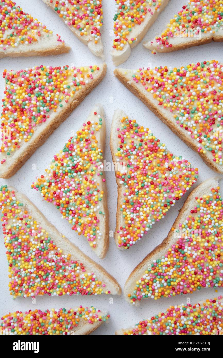 Fairy bread. Hundred and thousands on toast Stock Photo - Alamy