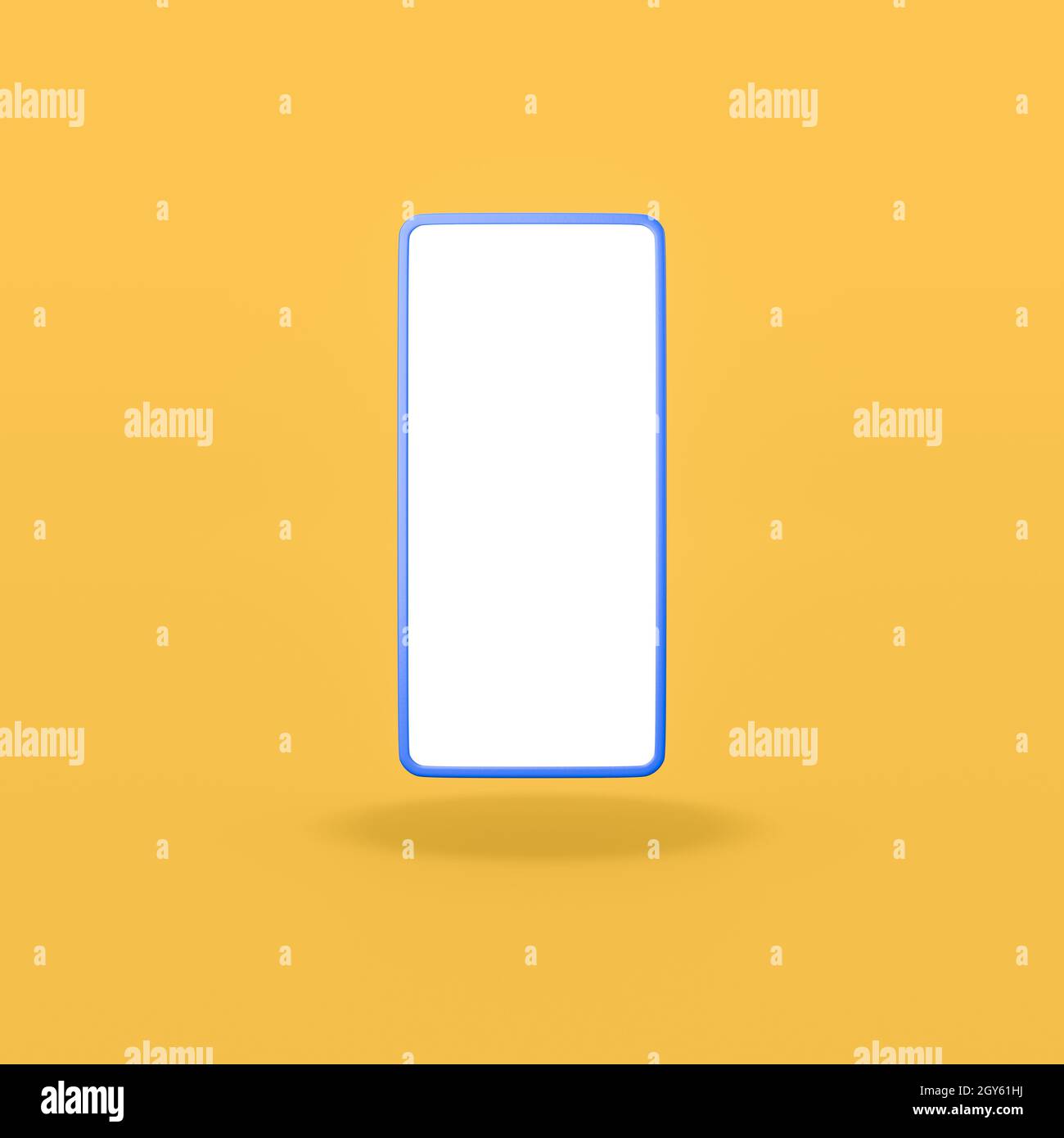 Cartoon White Blank Screen Mobile Phone Isolated on Flat Yellow ...