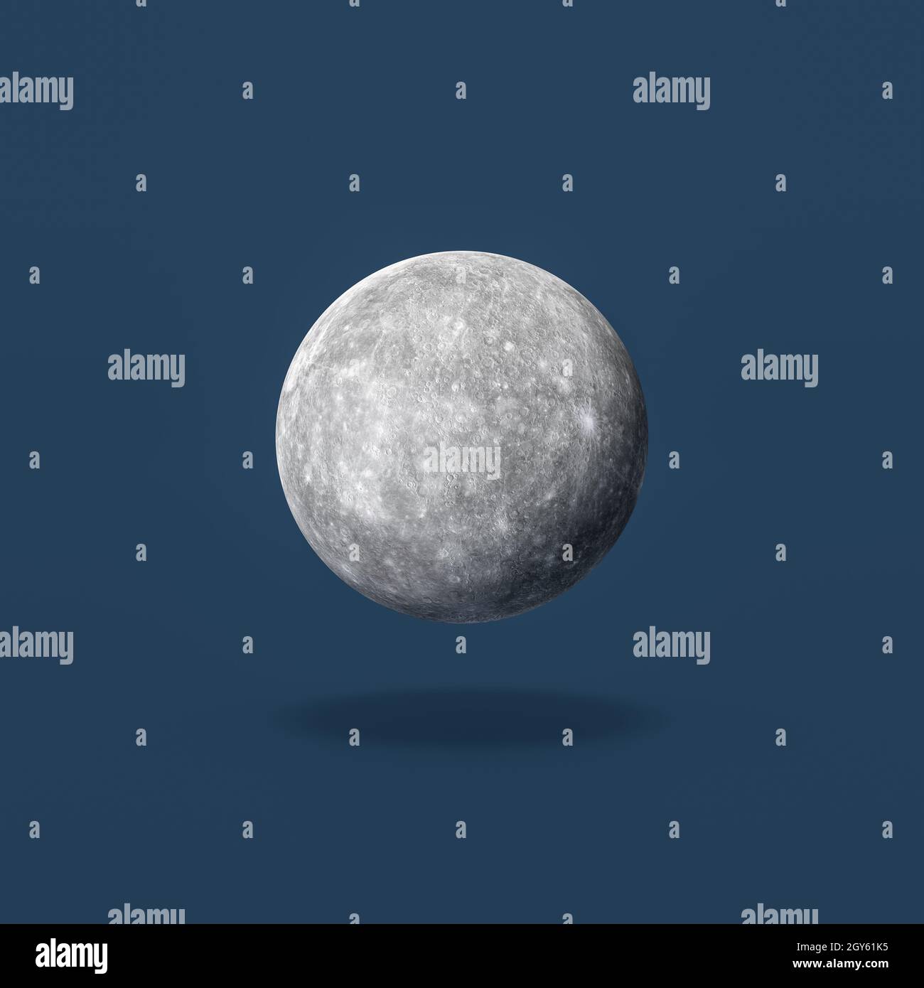 Mercury Planet Isolated on Flat Blue Background with Shadow 3D ...