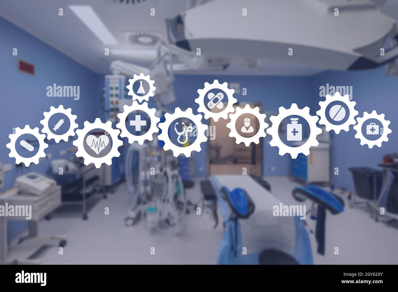 Medical icons as a healthcare mechanism concept on the operating room ...