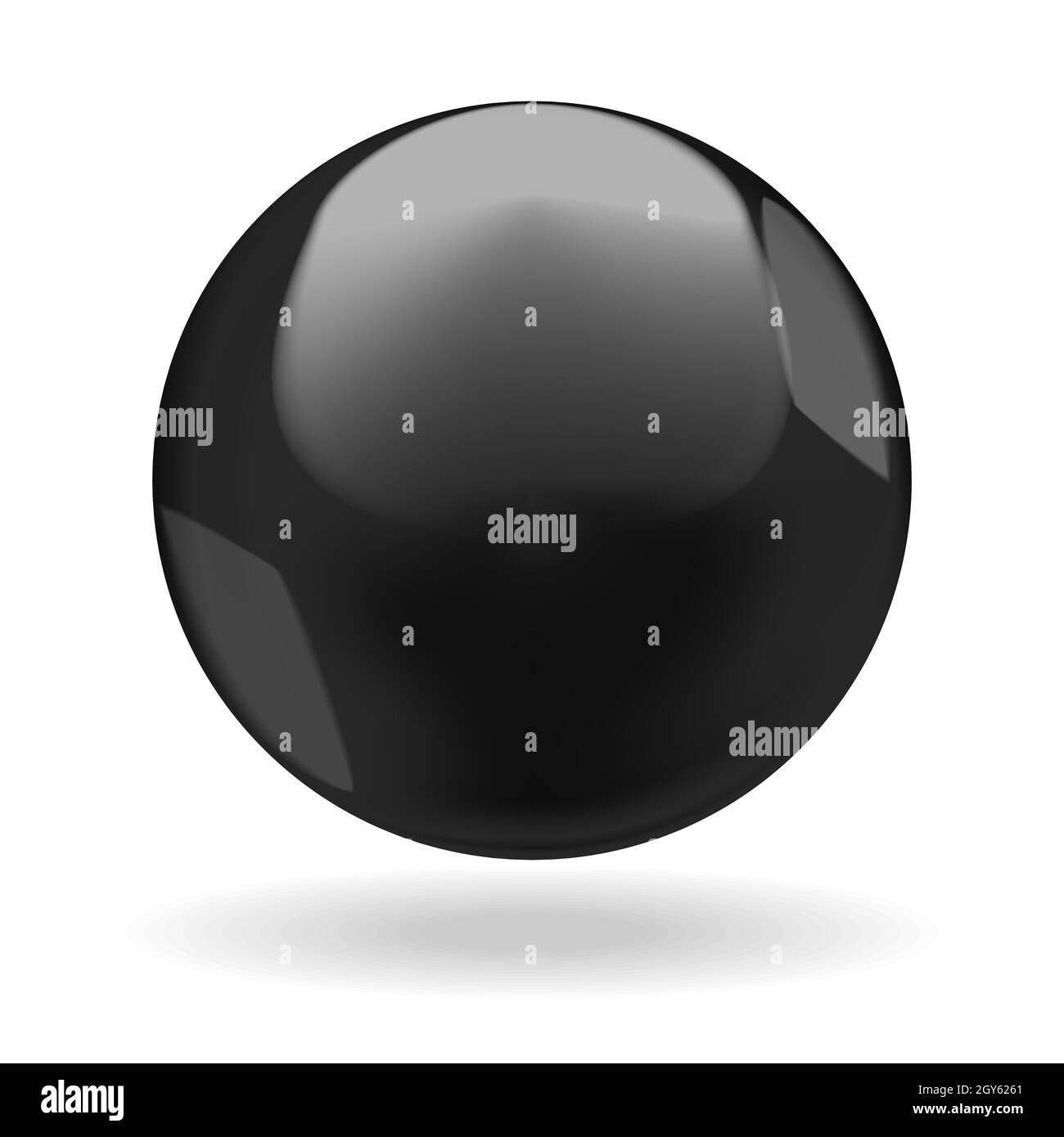 Black shiny ball or round drop with glares, isolated on white ...