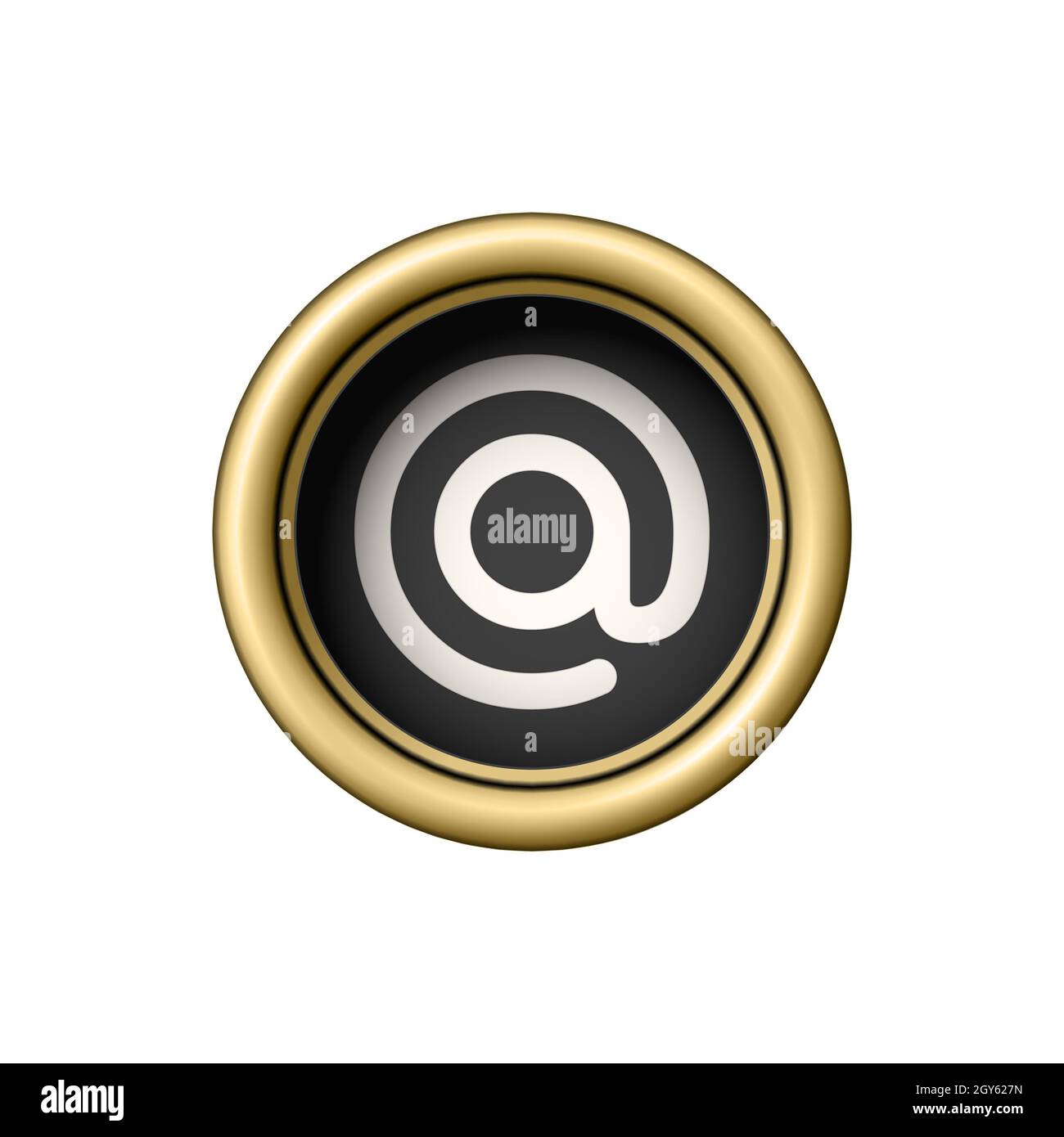 Commercial At Symbol. Vintage golden typewriter button isolated on ...