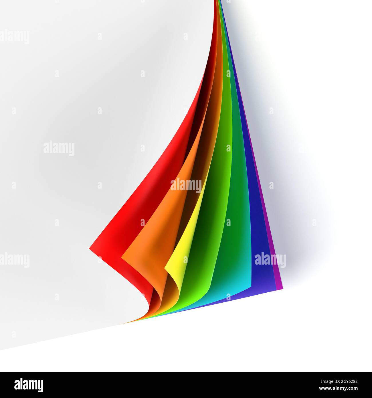 Blank document rainbow colored curled corner. Graphic design element ...