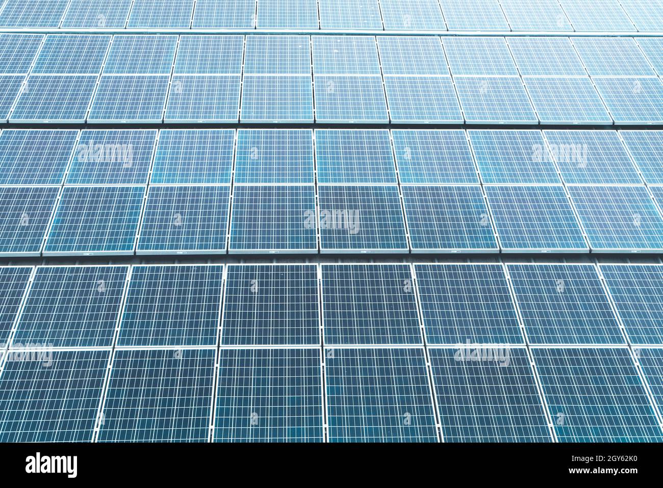 Aerial top view of a solar panels power plant. Renewable energy concept ...