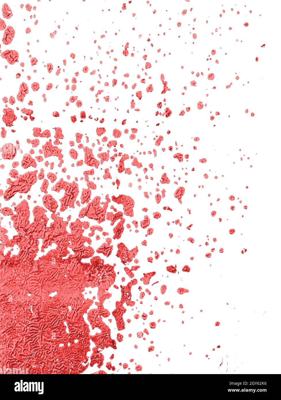 Top view splatter red paint over white background Stock Photo - Alamy