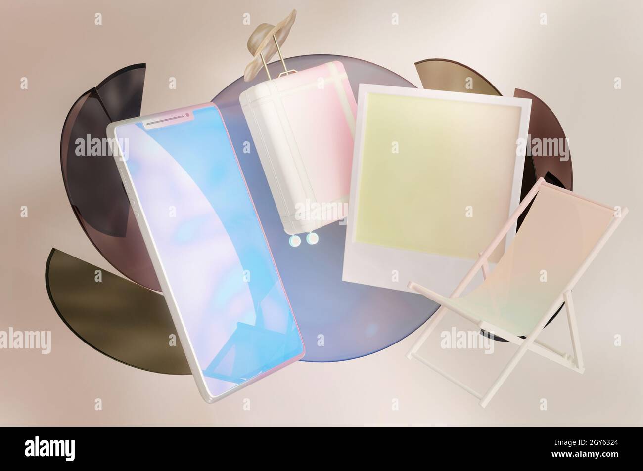 3d illustration. Abstract Summer banner . Effect sun beam. pastel color ...