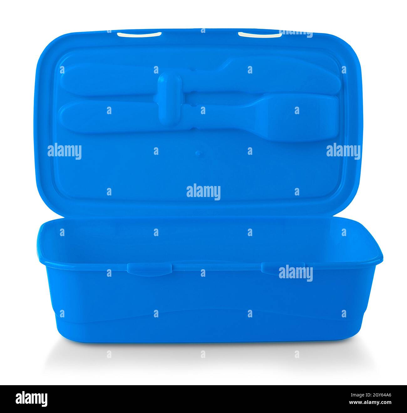 The blue Food plastic containers isolated on a white background Stock ...