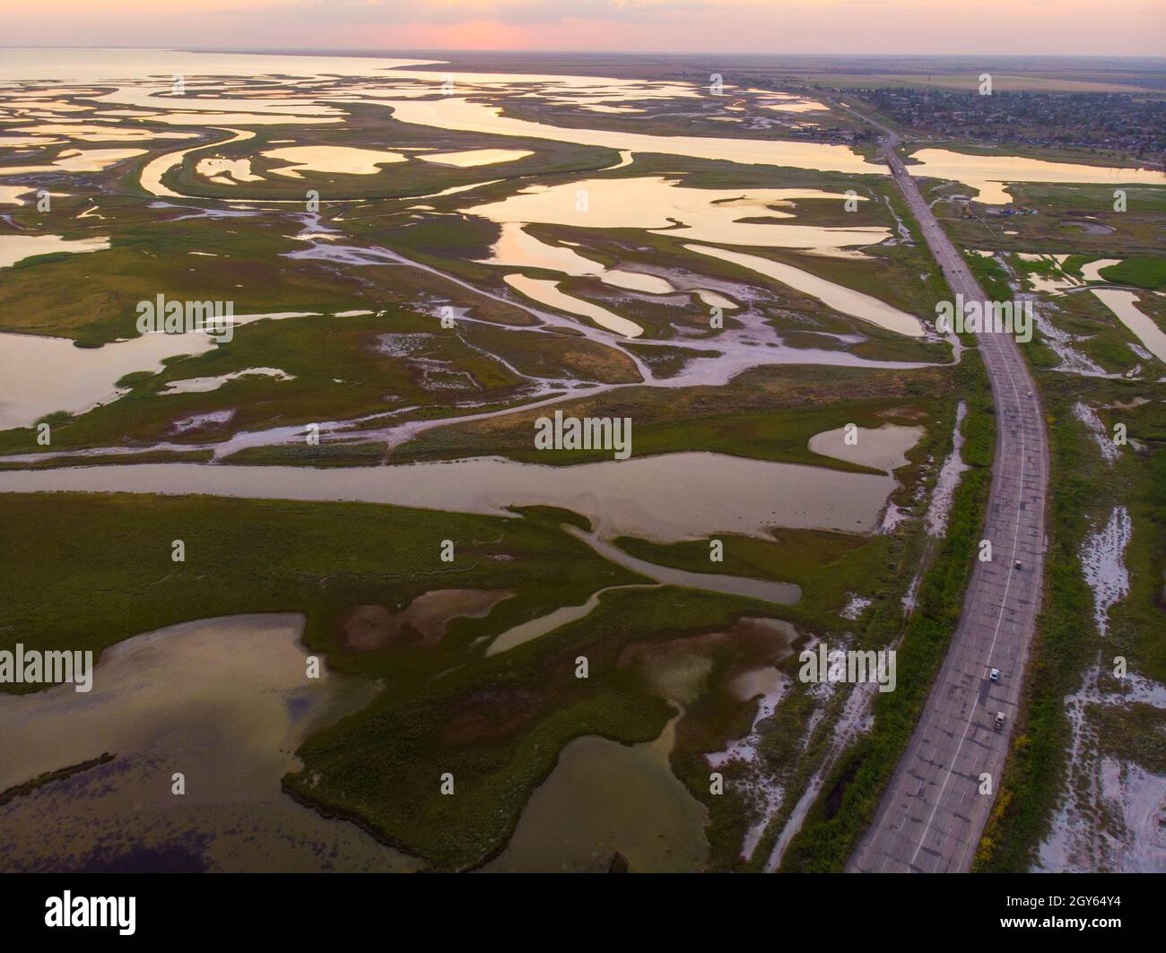 Flying through bog sunset view hi-res stock photography and images - Alamy