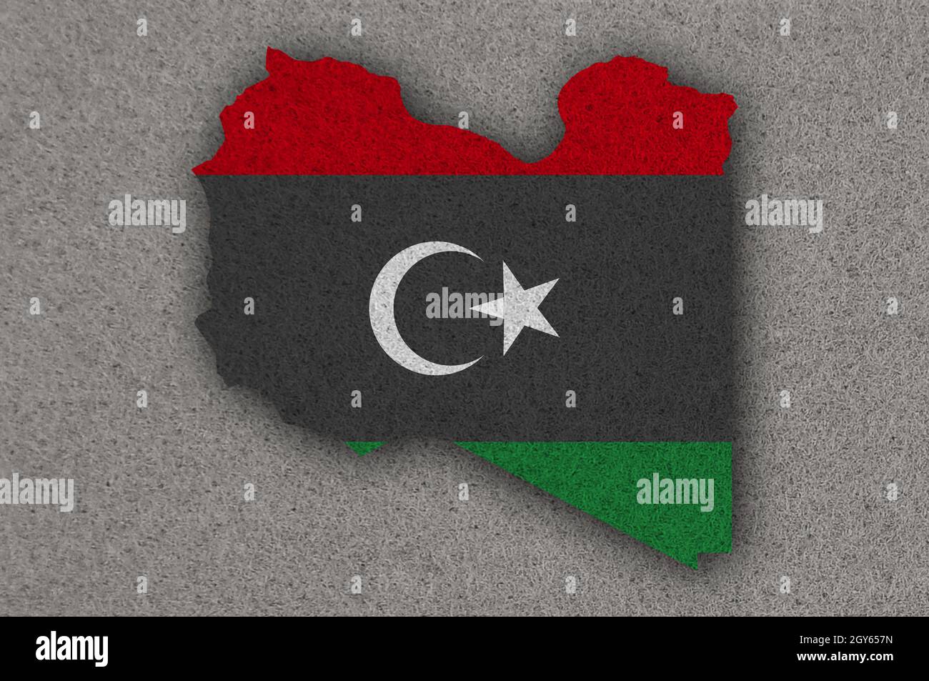 Map of libya on background with flag hi-res stock photography and ...