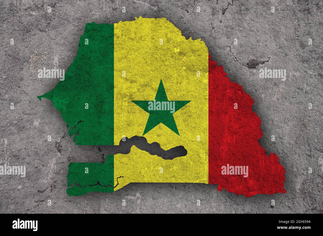 Map and flag of Senegal on weathered concrete Stock Photo - Alamy