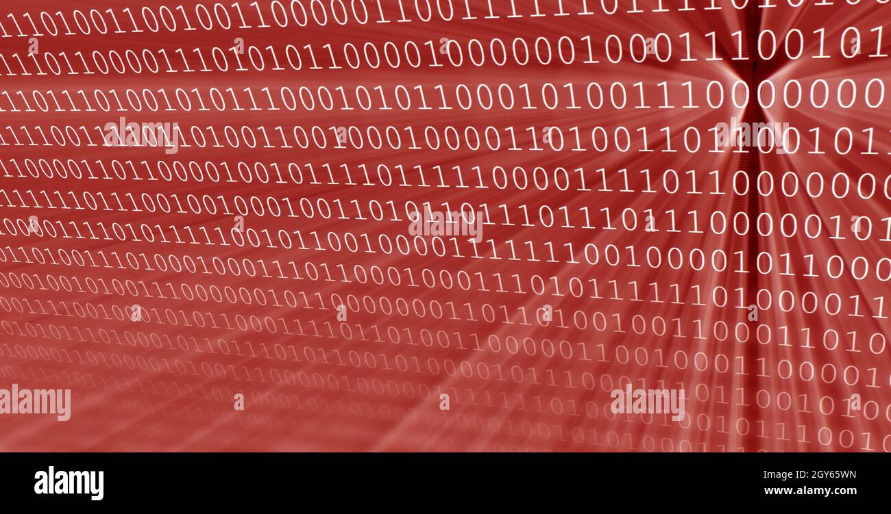 Colorful Digital Binary Data Digits And Streaming Binary Code Background With Light Beams Stock
