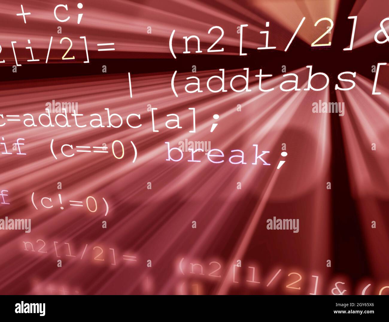 Colorful Digital Binary Data Digits And Streaming Binary Code Background With Light Beams Stock