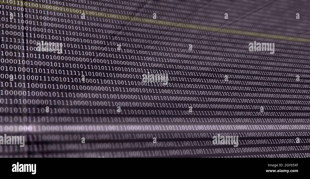 Colorful digital binary data digits and streaming binary code background with light beams Stock ...