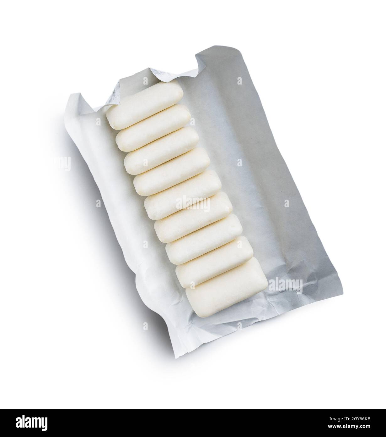 Mint chewing gum in paper packaging isolated on white background Stock ...
