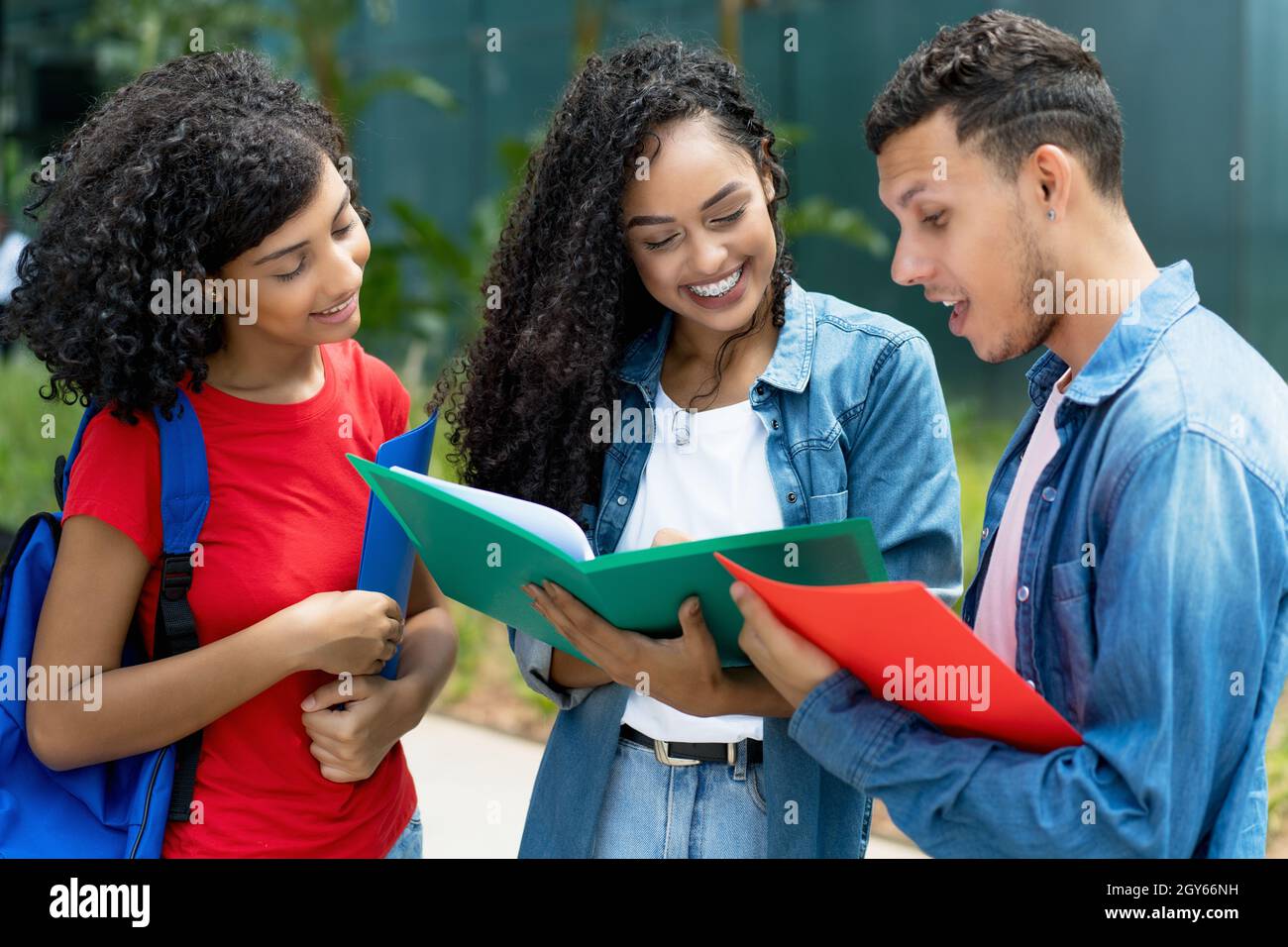 Group of learning brazilian and caucasian and latin american students ...