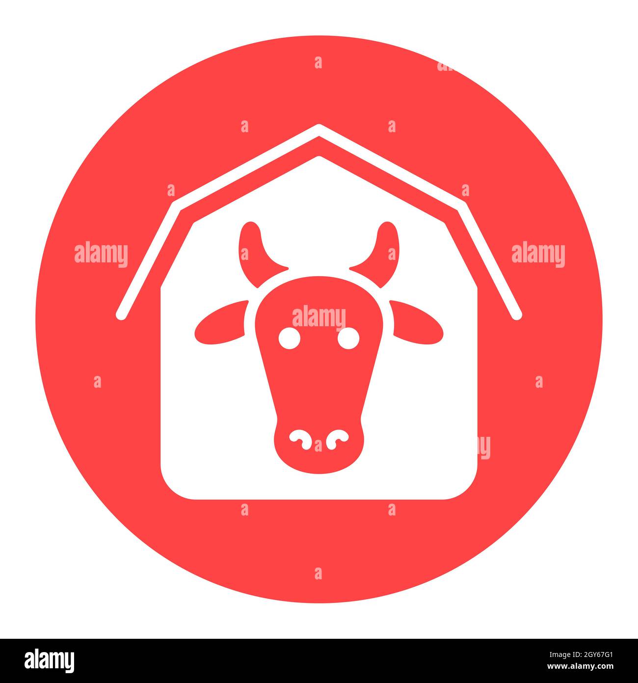 Cowshed white glyph icon. Farm animal sign. Graph symbol for your web ...