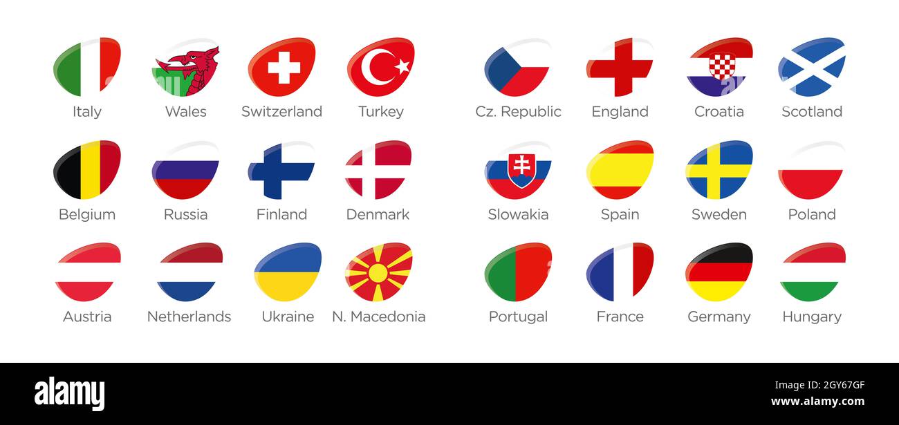 All Soccer Teams for 2021 football tournament in Europe Stock Photo - Alamy
