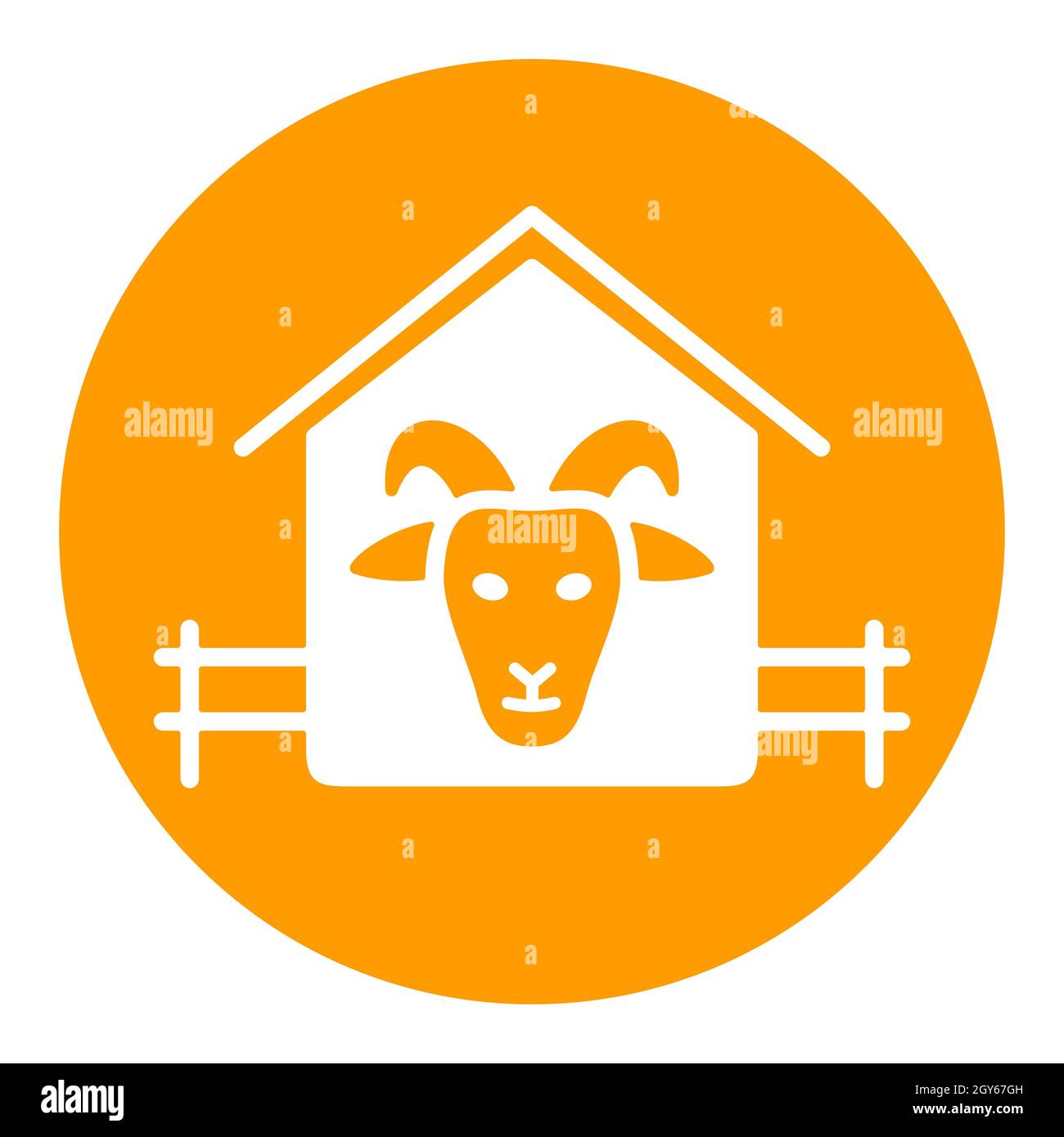 Goat house white glyph icon. Farm animal sign. Graph symbol for your ...
