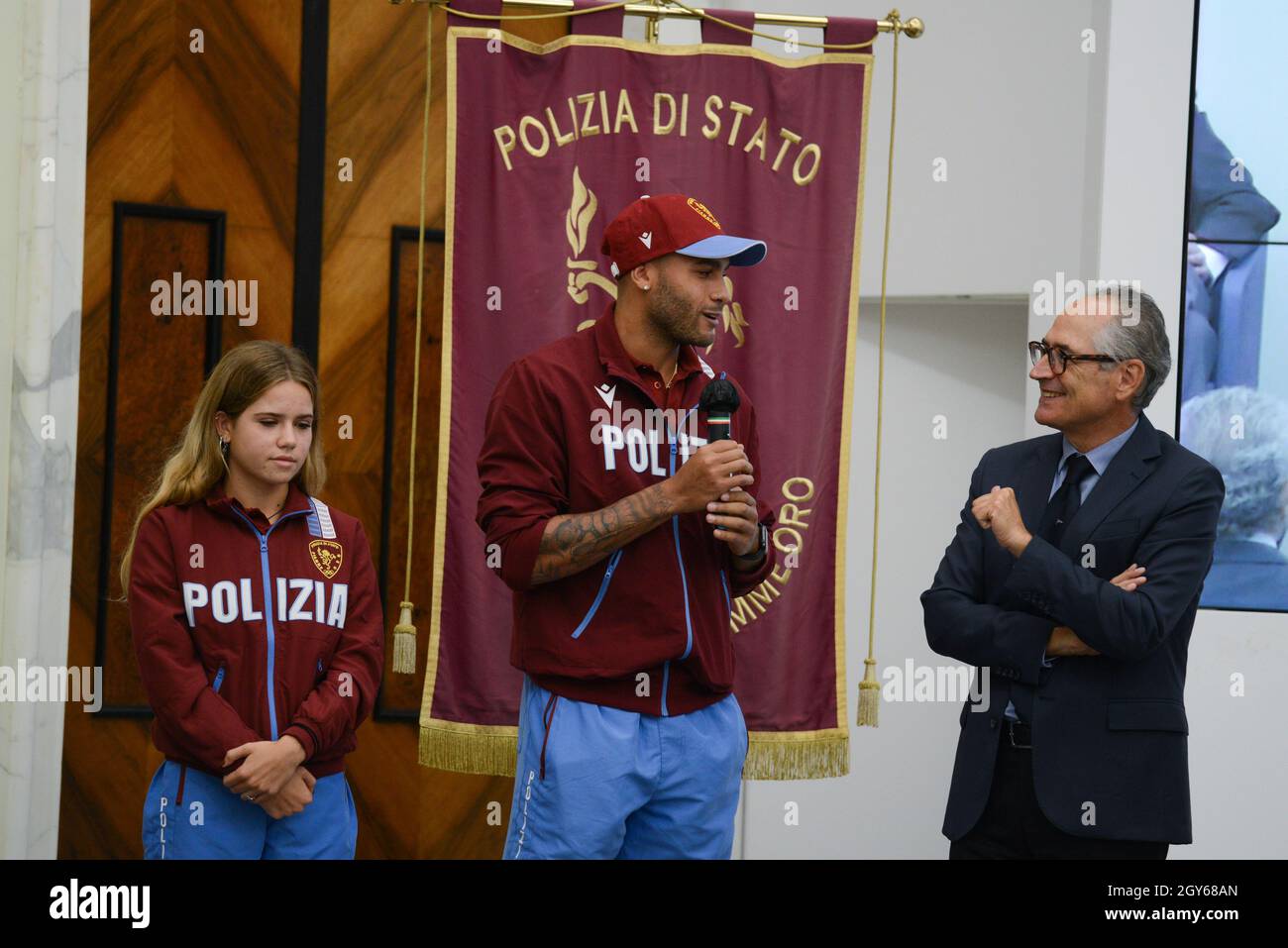 ROME: CONI ceremonies hall, Roma, Italy, October 06, 2021, From left to ...