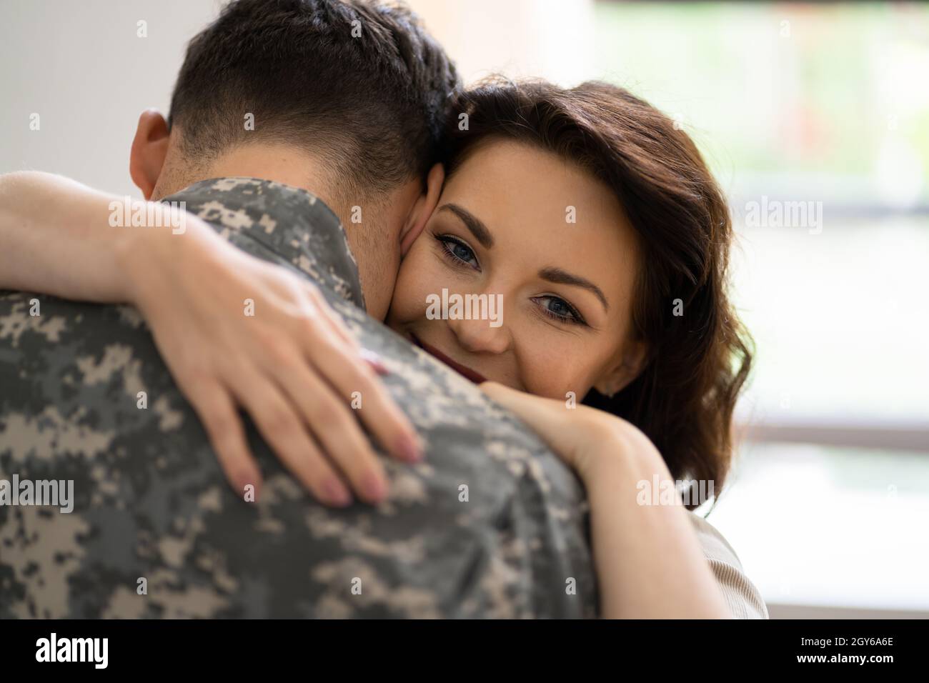 Military Officer Or Army Soldier. Happy Husband On Veterans Day Stock ...