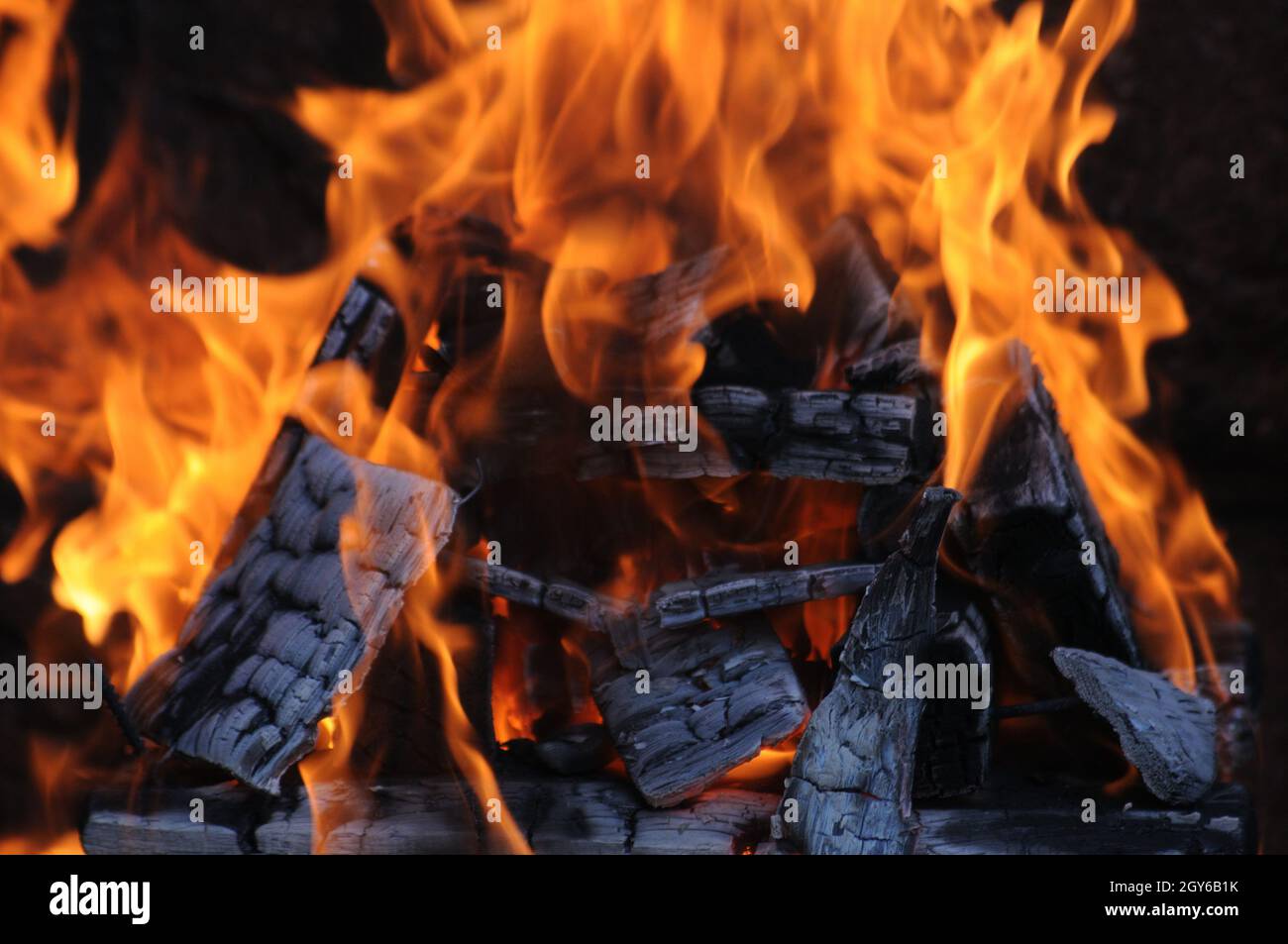 Campfire fire kindled in a camping trip Stock Photo - Alamy