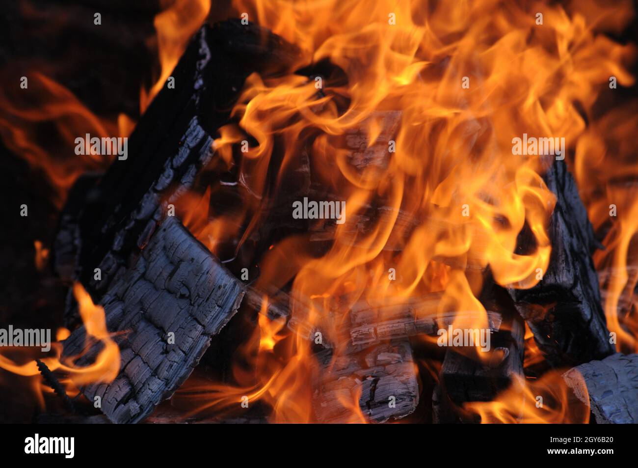 Campfire fire kindled in a camping trip Stock Photo - Alamy
