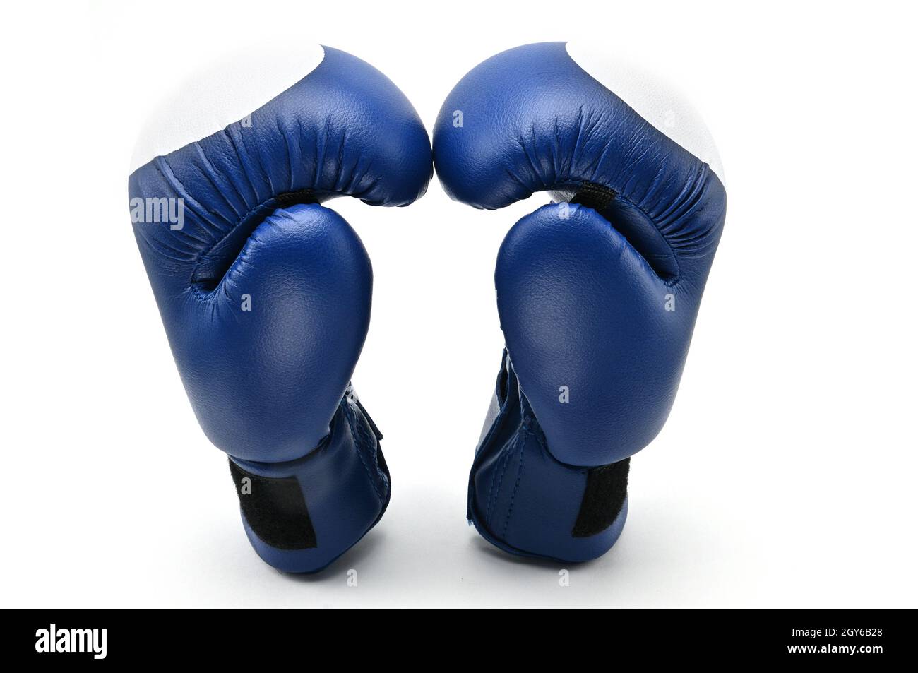 Blue boxing gloves on an isolated white background.Mitten Stock Photo ...