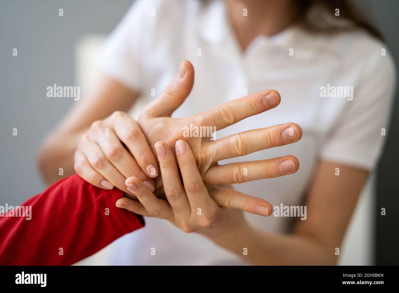 Reflexology Hand Massage And Physiotherapy. Elder Man Having ...