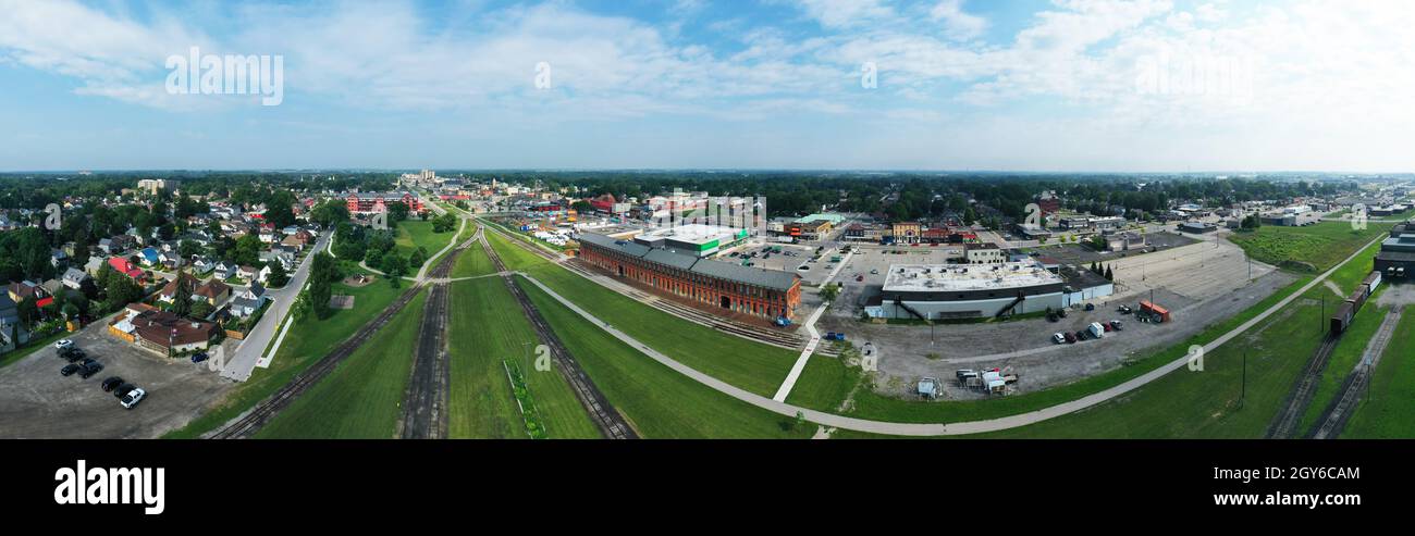 An aerial panorama of St Thomas, Ontario, Canada downtown Stock Photo ...