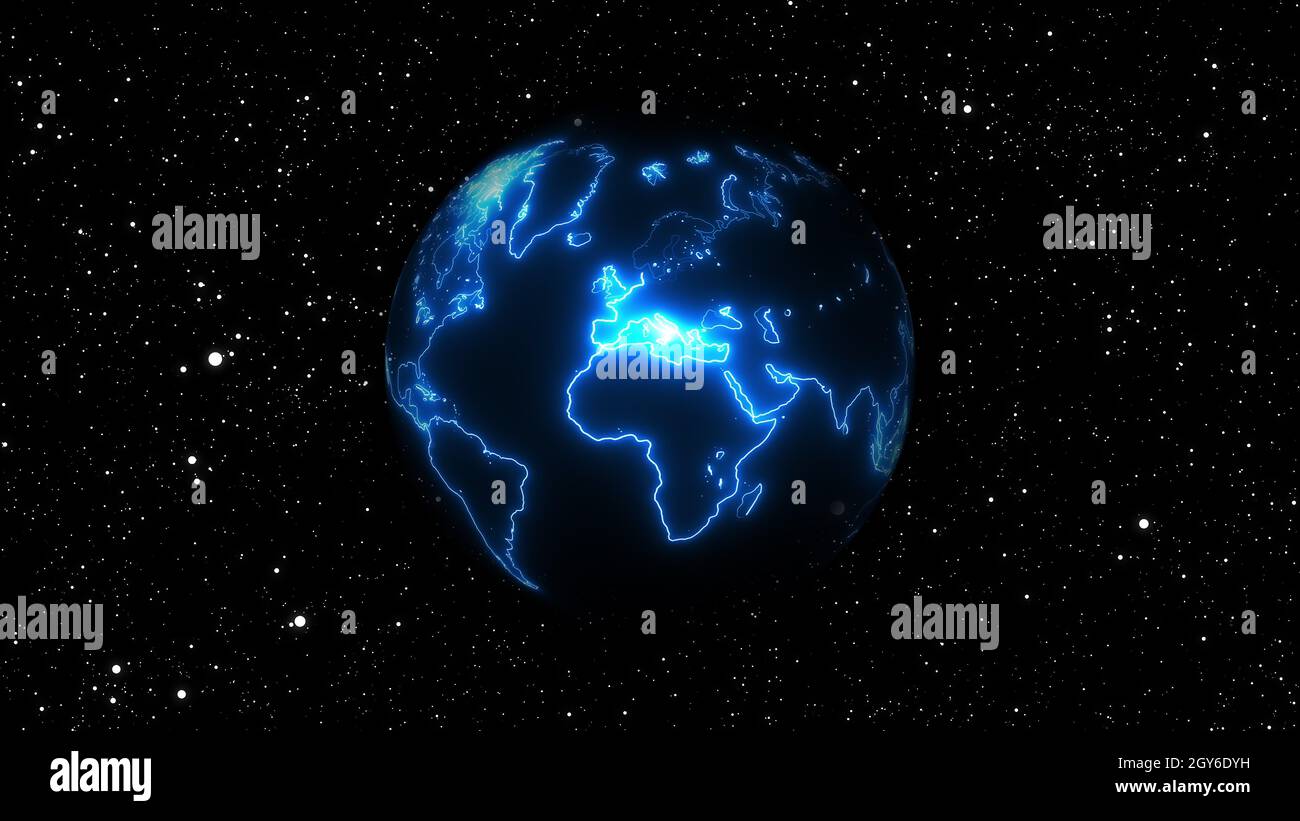 Glowing 3d render ball cosmic space with futuristic contours geographic ...