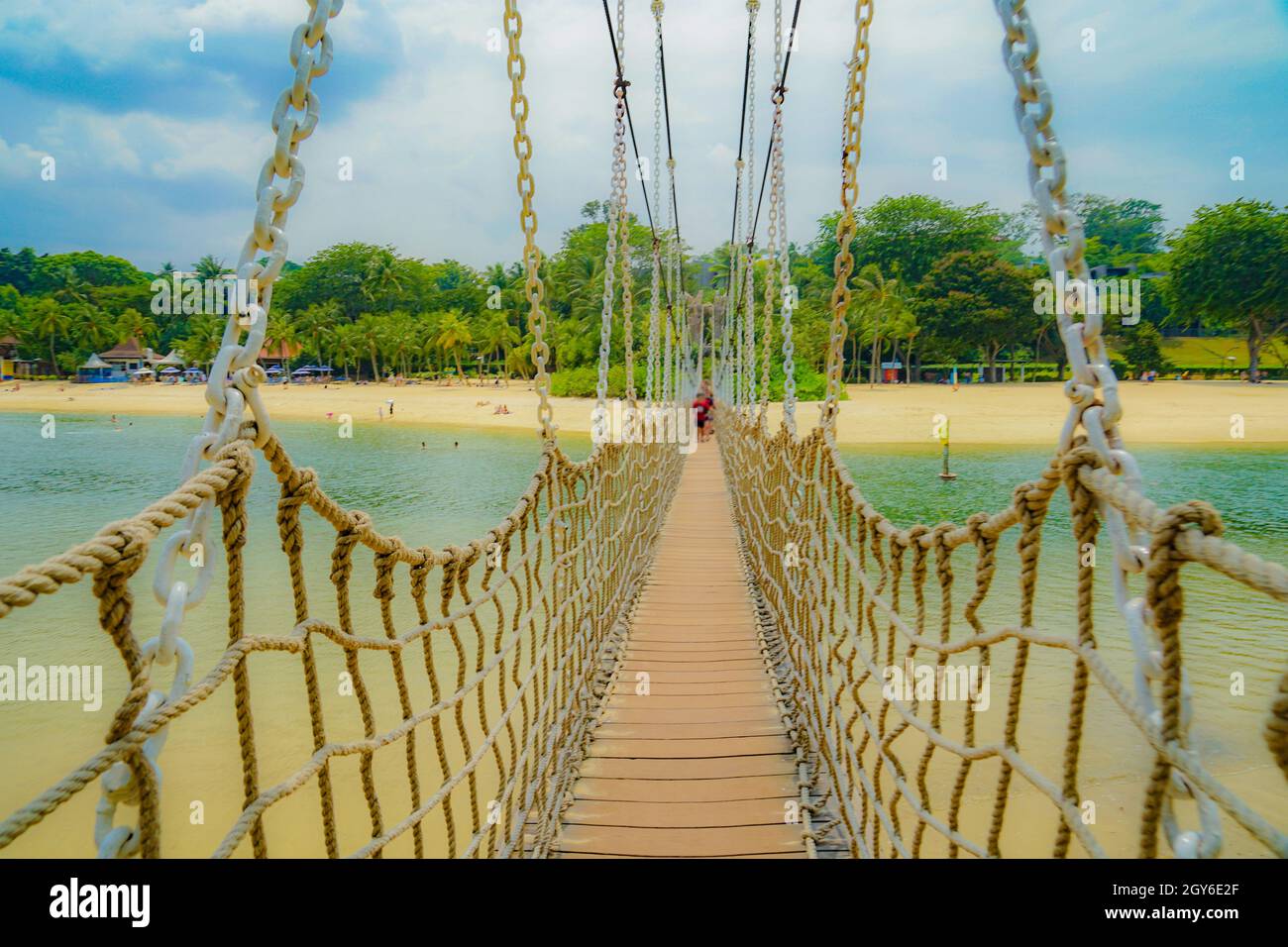 Suspension bridge of Singapore Sentosa Island. Shooting Location ...