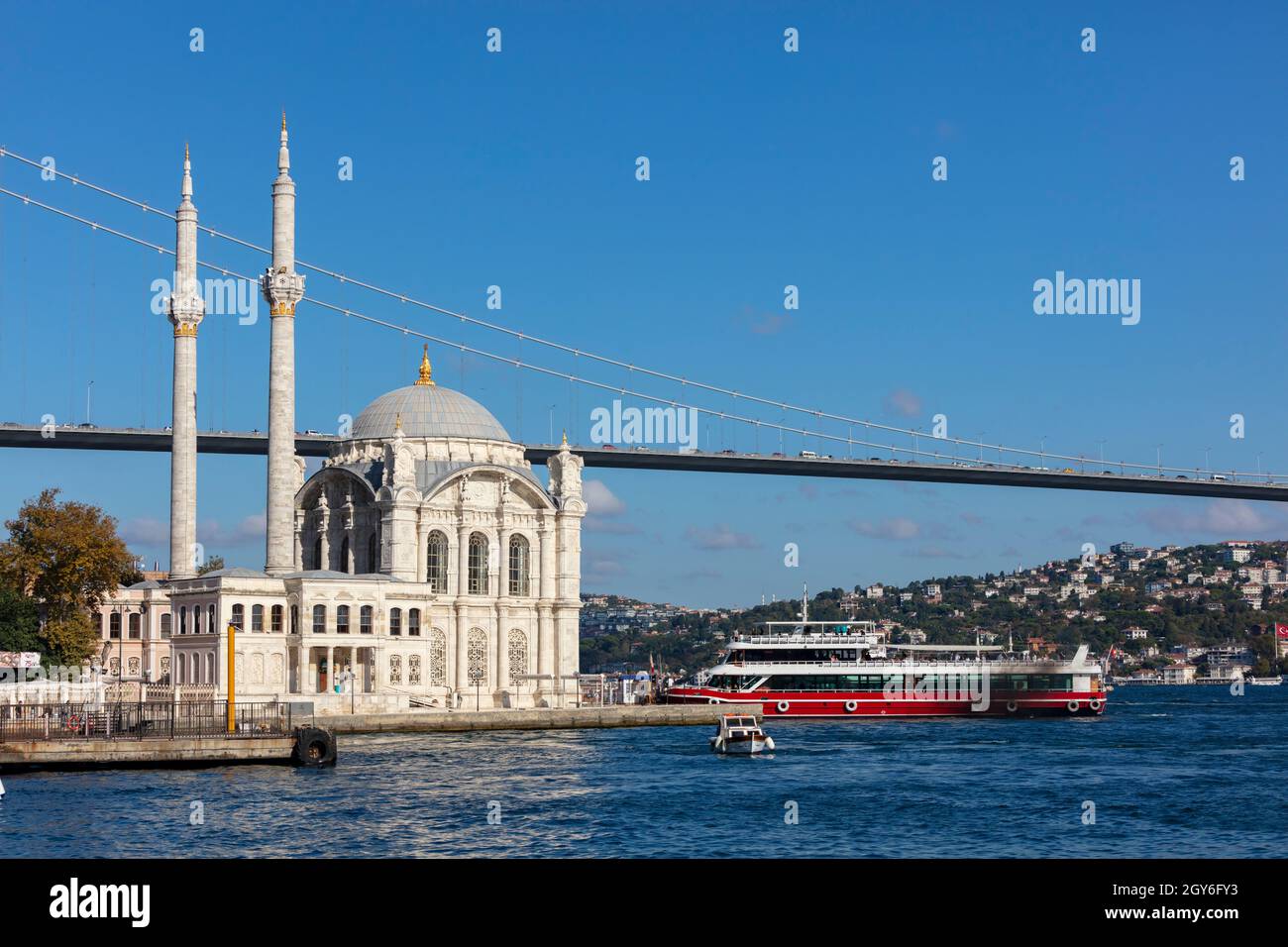 Mecidiye Mosque built in 1854 by Sultan Abdül Mecit; and the Bosphorus ...