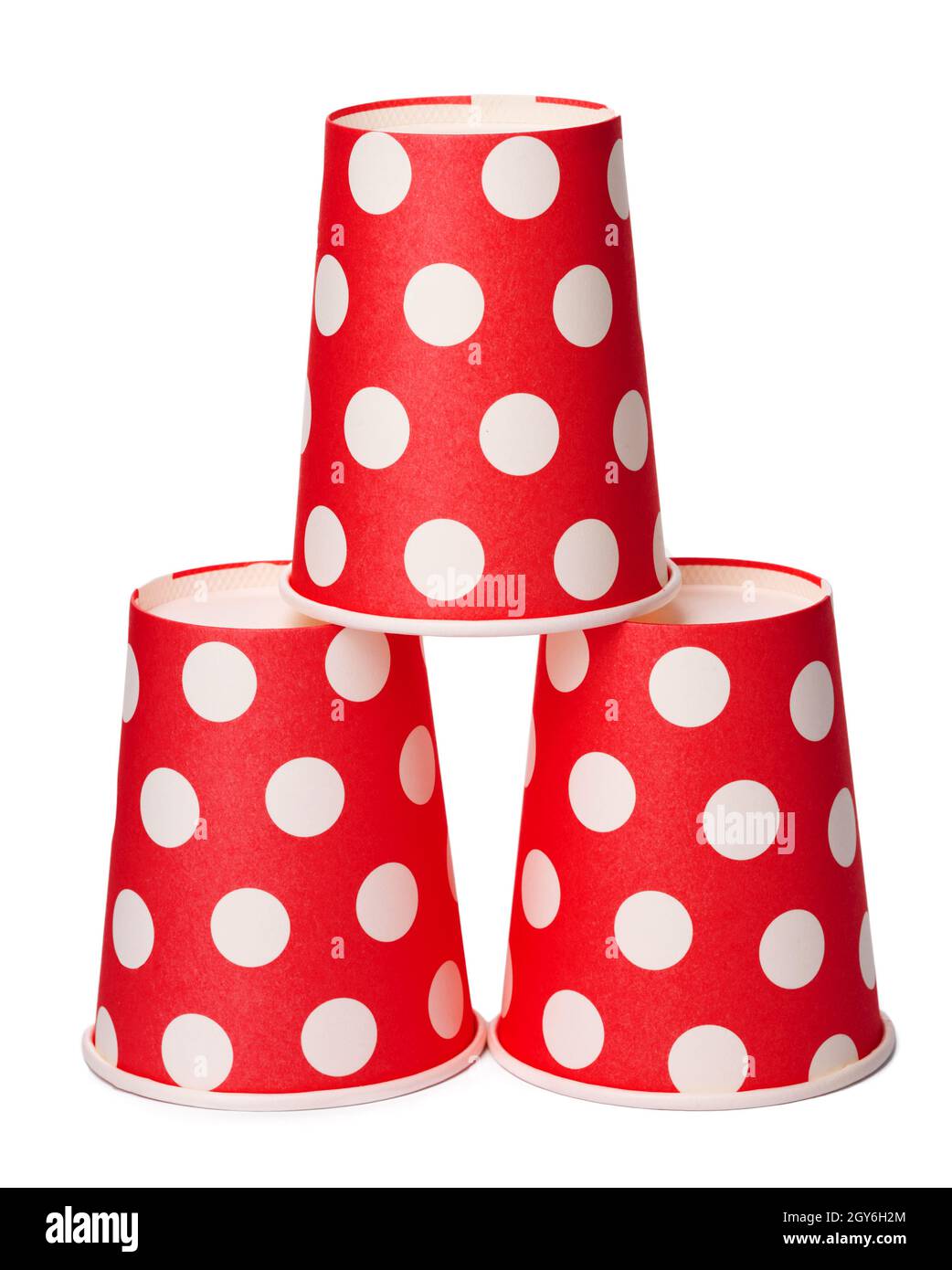 Group of cardboard disposable red dotted cups isolated Stock Photo - Alamy
