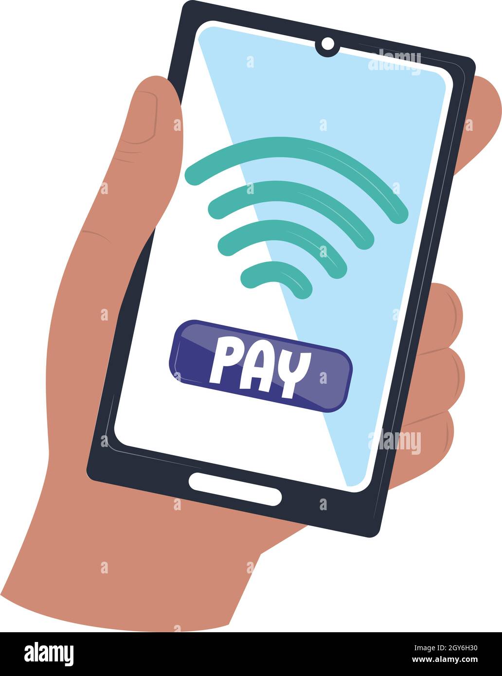hand with mobile contactless payment Stock Vector Image & Art - Alamy