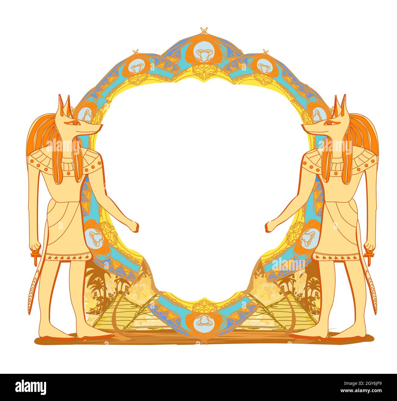 Ancient egyptian god anubis - decorative frame Stock Photo - Alamy