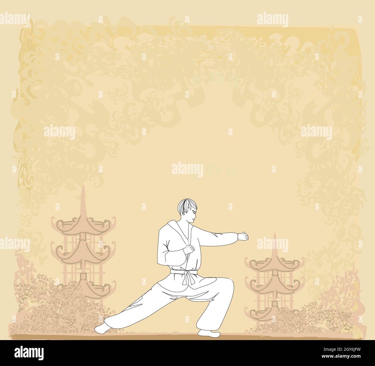 Creative abstract illustration of karate fighter Stock Photo - Alamy
