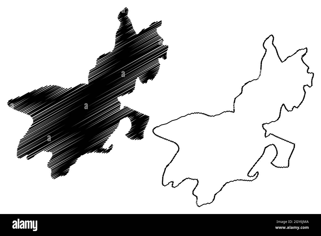 Kamrup district (Assam State, Republic of India) map vector ...