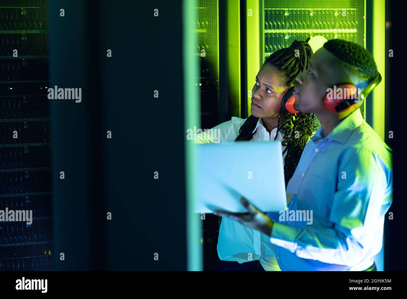 African american computer technicians using hi-res stock photography ...