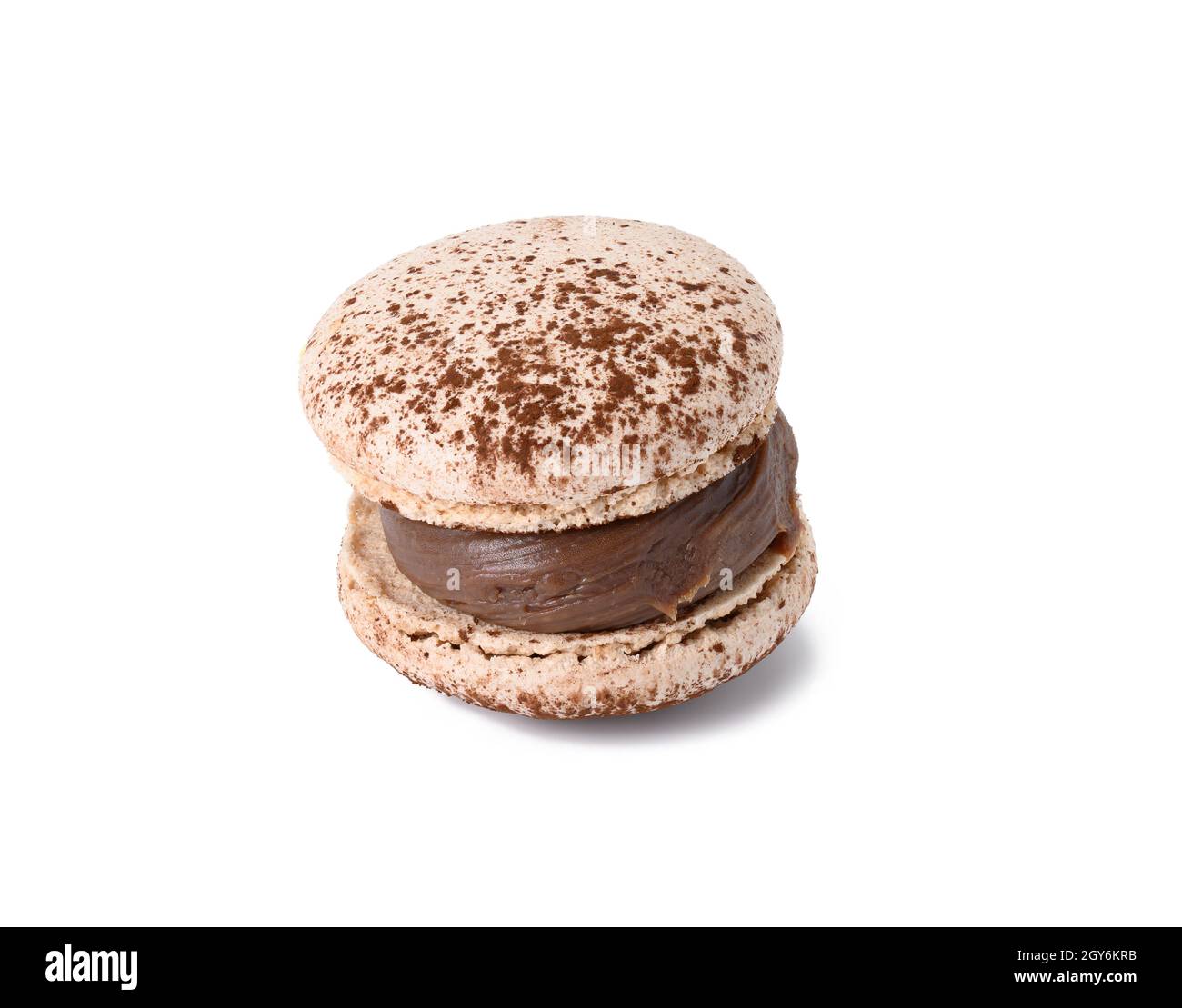 chocolate macaron isolated on white background, delicious dessert ...